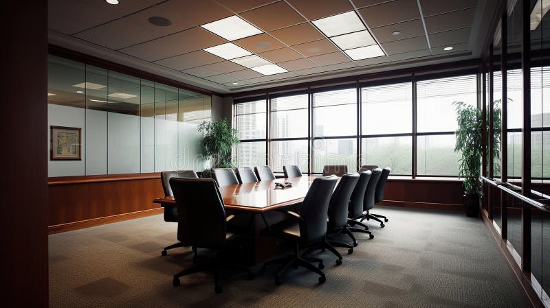 Empty Meeting Room in Office, Generative Ai Stock Illustration - Illustration of table ...