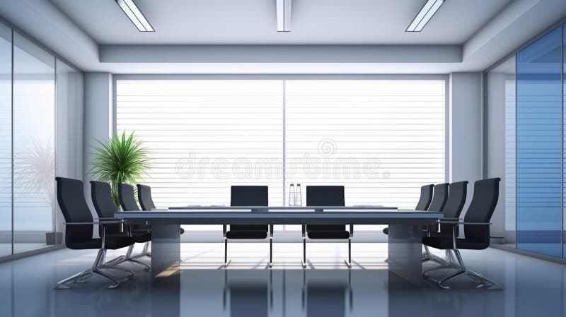 Empty Meeting Room in Office. Generative Ai Stock Illustration - Illustration of architecture ...