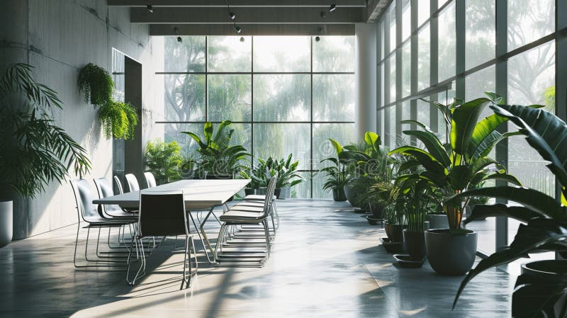 Empty Meeting Room in Office. Generative Ai Stock Illustration - Illustration of glass, desk ...