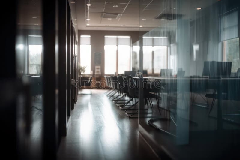 Empty Meeting Room in Office.Generative AI Stock Illustration - Illustration of workplace, glass ...