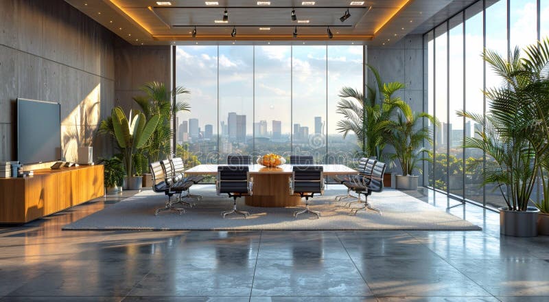 Empty Meeting Room Office in Large Business Building.Macro.AI Generative Stock Illustration ...