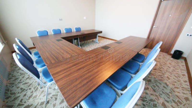Empty Meeting Room with Table and Seats in Modern Stock Video - Video ...
