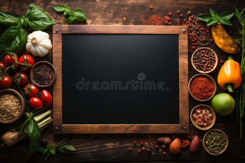 Empty Menu Board on the Food Ingredient Mockup Blank of Info Banner ...