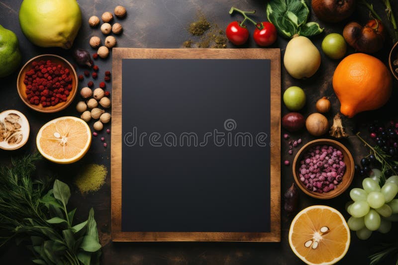 Empty Menu Board on the Food Ingredient Mockup Blank of Info Banner ...