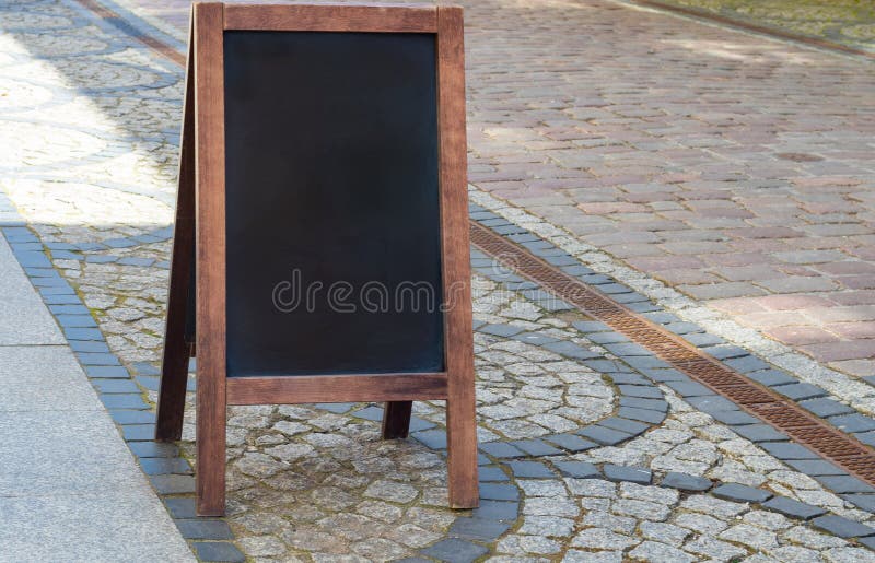 Empty Menu Board Standing on the Street Stock Image - Image of chalk ...