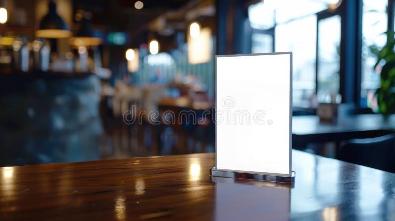 Empty Menu Stand on Table in a Restaurant with Modern Decor and ...