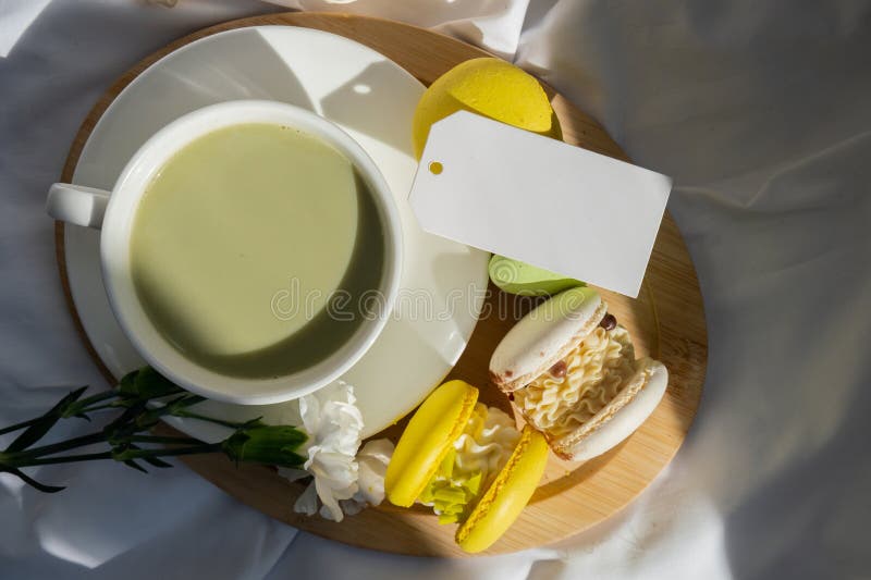 Empty Message Paper Note Copy Space Nutrient-rich Matcha Drink with ...