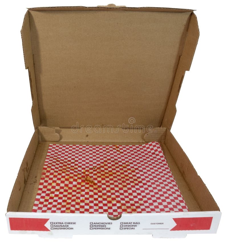 Empty messy pizza box stock image. Image of delivery - 187668205