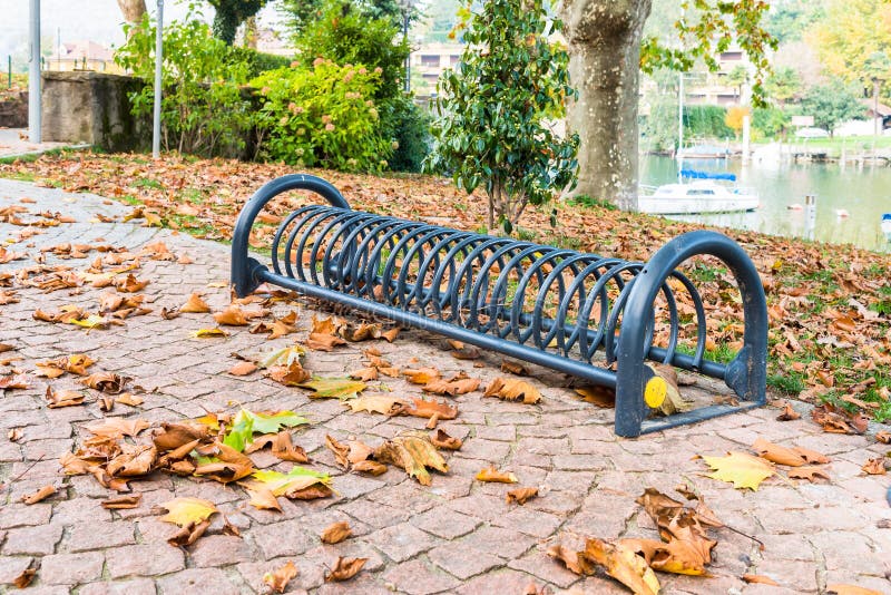 Empty metal bike rack. stock image. Image of spiral, vehicle - 79811359