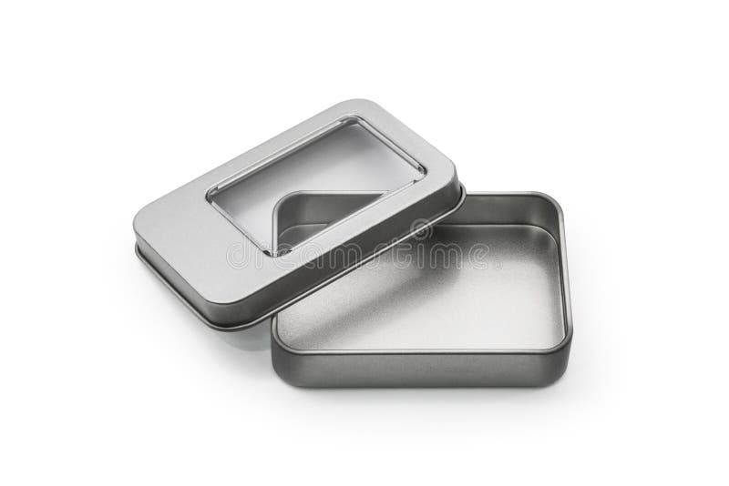 Empty Metal Box Isolated on White Background. Steel Container or ...