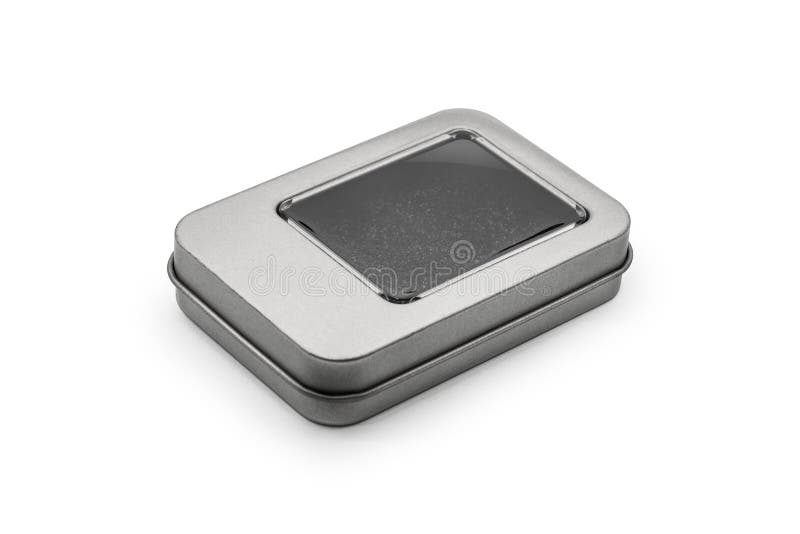 Empty Metal Box Isolated on White Background. Steel Container or ...