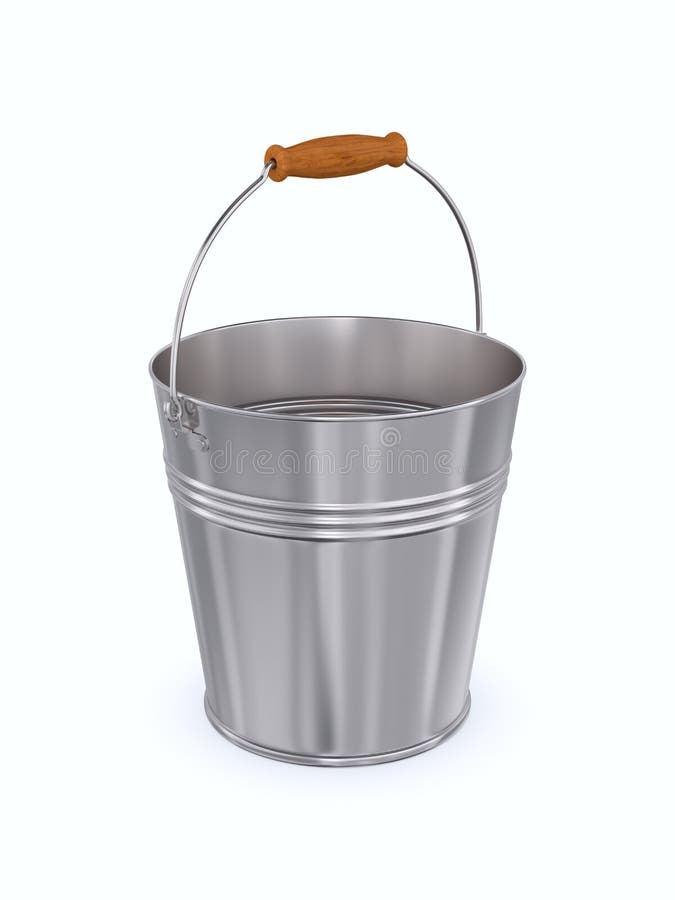 Empty Metal Bucket on White Background. Isolated 3D Illustration Stock ...