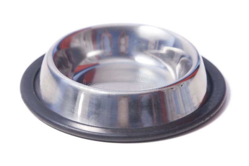 Empty Metal Cat Bowl. Top View Stock Photo - Image of round, plate ...