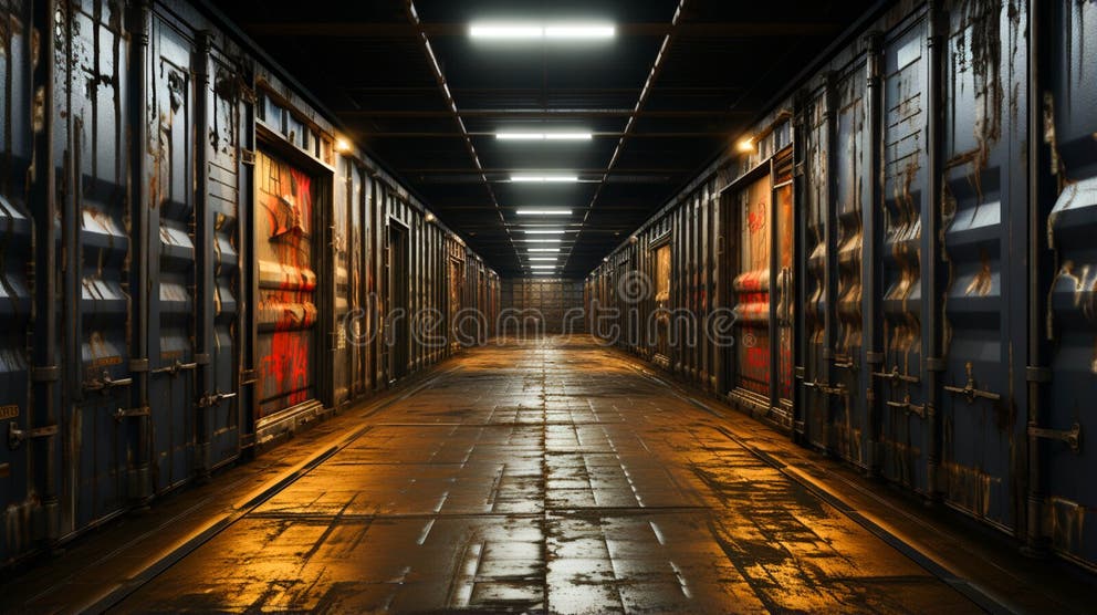 Empty Metal Container Inside Full View Closeup Stock Illustration ...