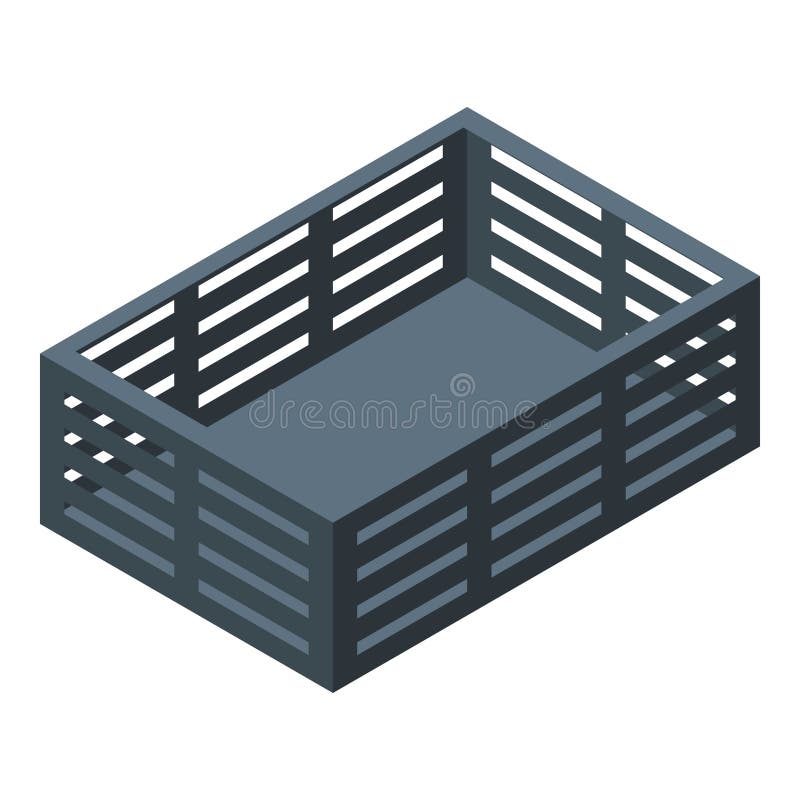 Empty Metal Crate Standing on White Background Stock Vector ...