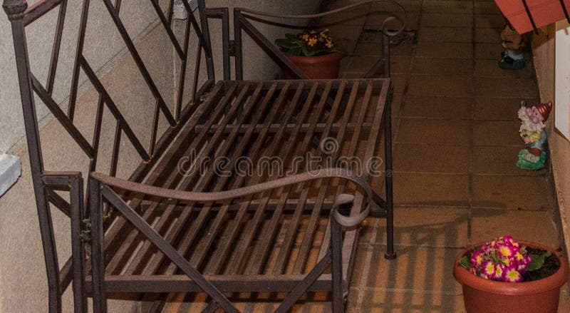 Empty Metal Foil Bench on Terrace Stock Image - Image of relaxing ...