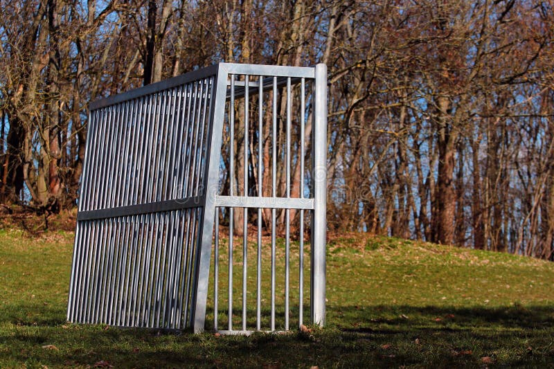 Empty Metal Football Gates in a Forest Stock Image - Image of rural ...