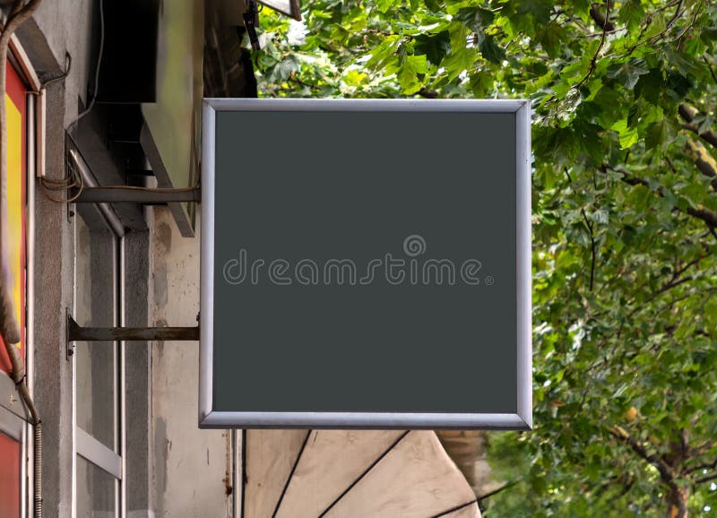 Empty Metal Frame Sign on Building Facade Stock Photo - Image of ...