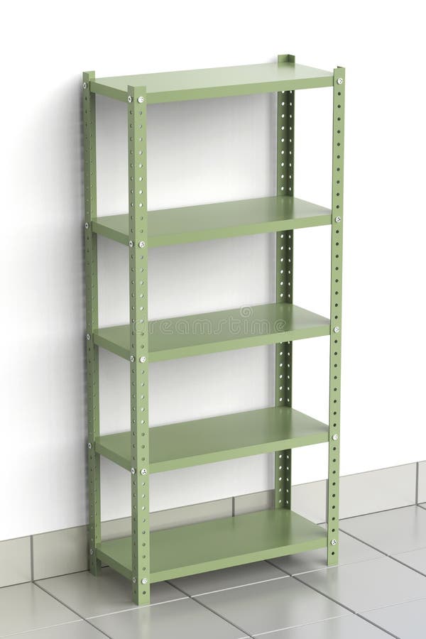 Empty metal shelf stock illustration. Illustration of room - 243224662