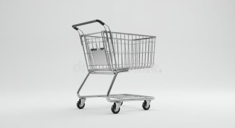 Empty Metal Shopping Cart on White Background Stock Illustration ...