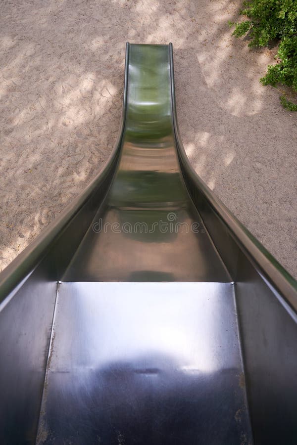 Empty Metal Slide on Playground Stock Image - Image of preschool ...