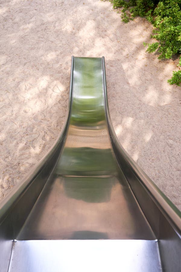 Empty Metal Slide on Playground Stock Photo - Image of amusement ...