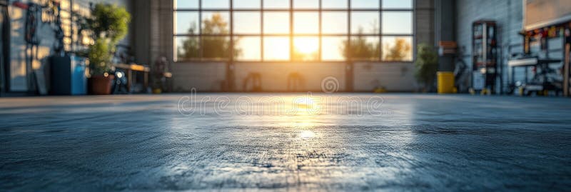 Empty Metal Tabletop Surface in the Foreground of a Clean, Bright Auto ...