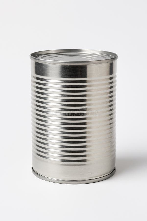 Empty Metallic Tin Can on White Background – Minimal Studio Shot Stock ...