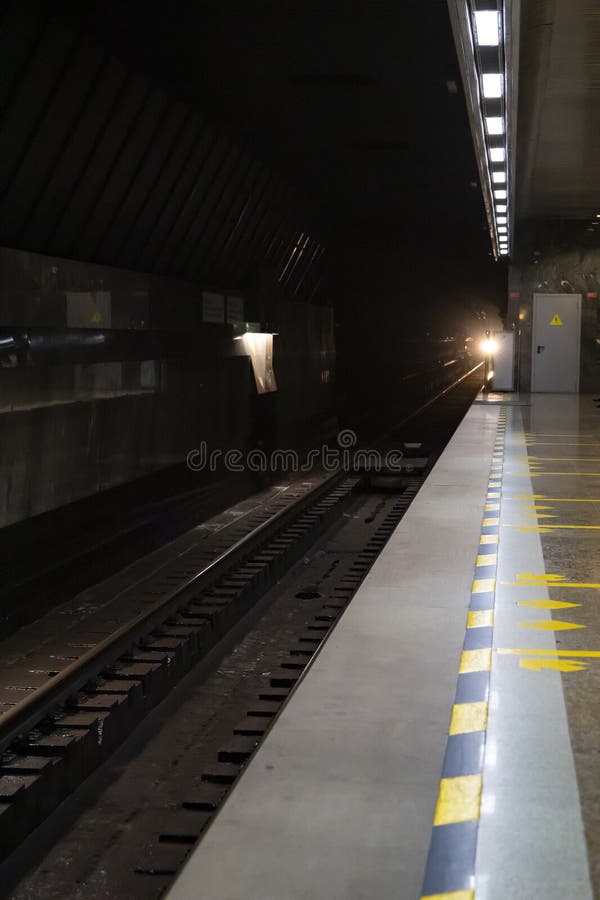 Empty Metro Station, Far from the Train. Stock Photo - Image of transit ...