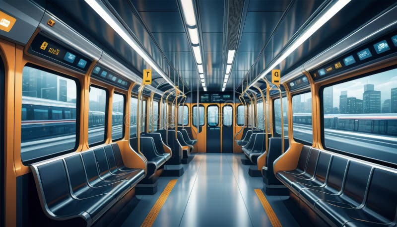 Empty Metro Train Interior Design Stock Photo - Image of sleek, vehicle ...
