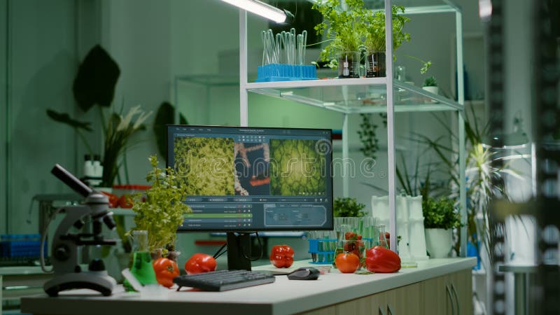 Nobody in Empty Call Center Workstation with Computers Stock Photo ...