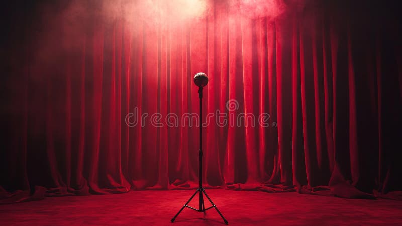 Empty Microphone Stand Red Curtains Background Stock Photos - Free ...