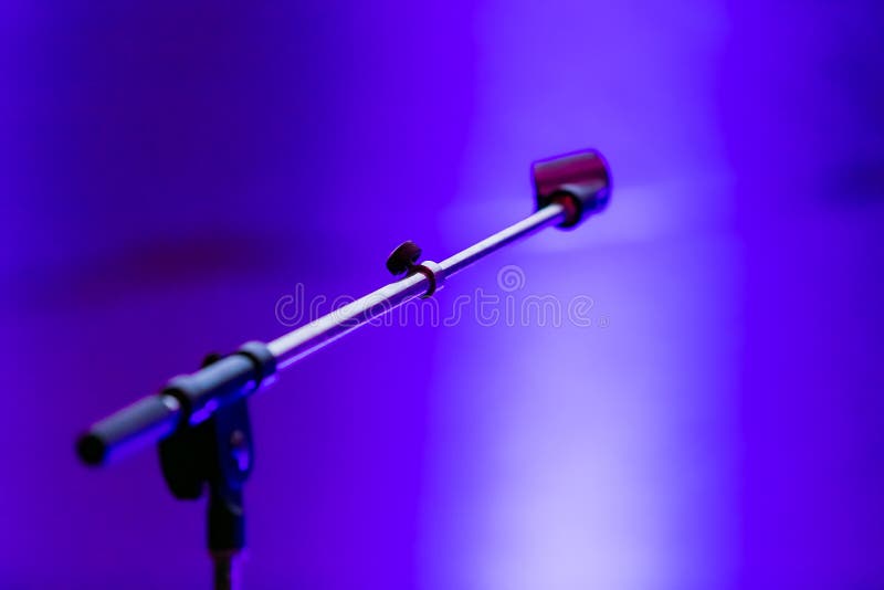 Empty Microphone Stand on a Stage Stock Photo - Image of purple ...