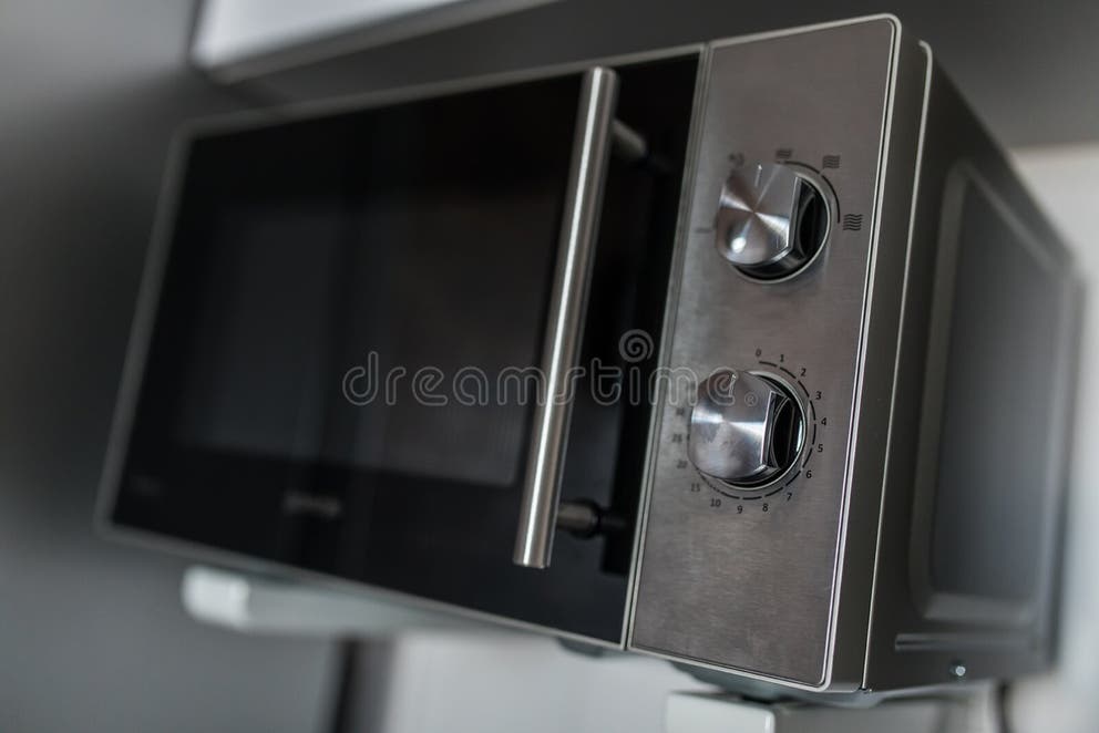 Empty Microwave Oven in Kitchen Stock Image - Image of defrost, button ...