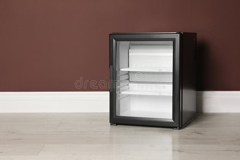 Empty Mini Bar Near Brown Wall Indoors, Space for Text Stock Photo ...