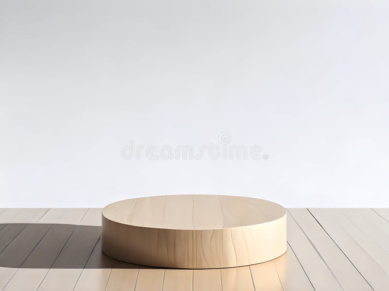 Empty Natural Round Wooden Table Podium, Generative Ai Stock ...