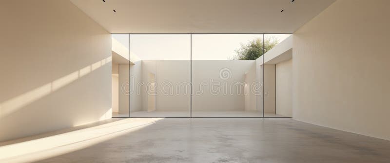Empty Minimal Room with Windows and Natural Light Indoor Stock Photo ...