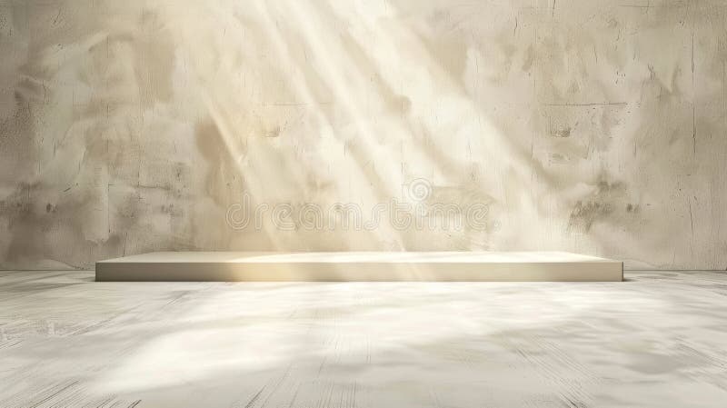 Empty Minimalist Podium with Sunlight Rays in Neutral Toned Indoor ...