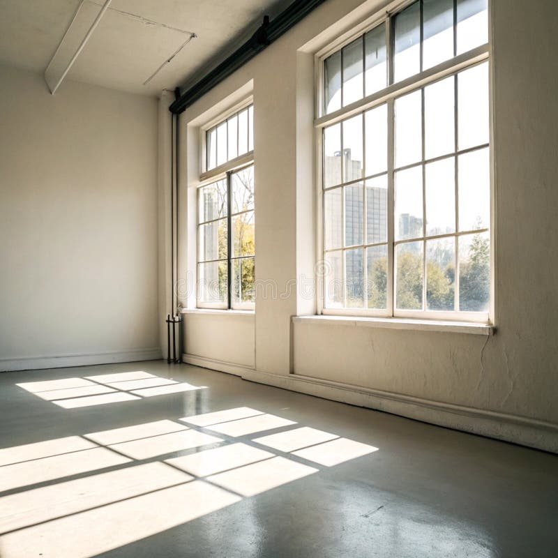 Empty Minimalist Studio Corner with Sunlight and Shadows Stock Photo ...