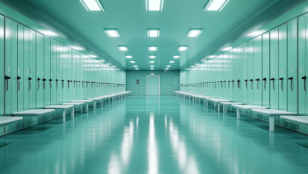 Aqua Locker Room stock illustration. Illustration of changing - 387579276