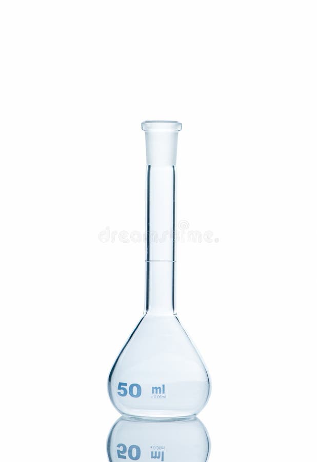 Empty 50 Ml. Erlenmeyer Flask on Reflective Isolated Stock Photo ...