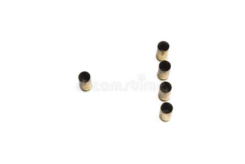 Empty 9mm Bullet Shells Over White Background Standing Stock Image ...
