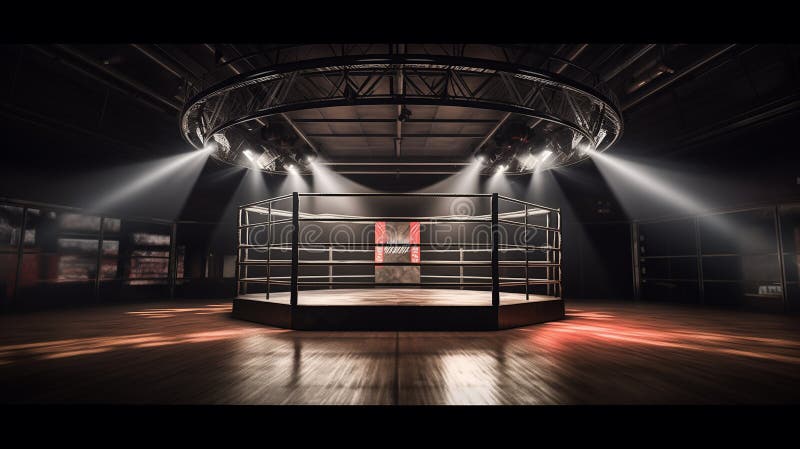 Empty MMA Fighting Cage Made with. Showcasing an Octagonal Podium ...