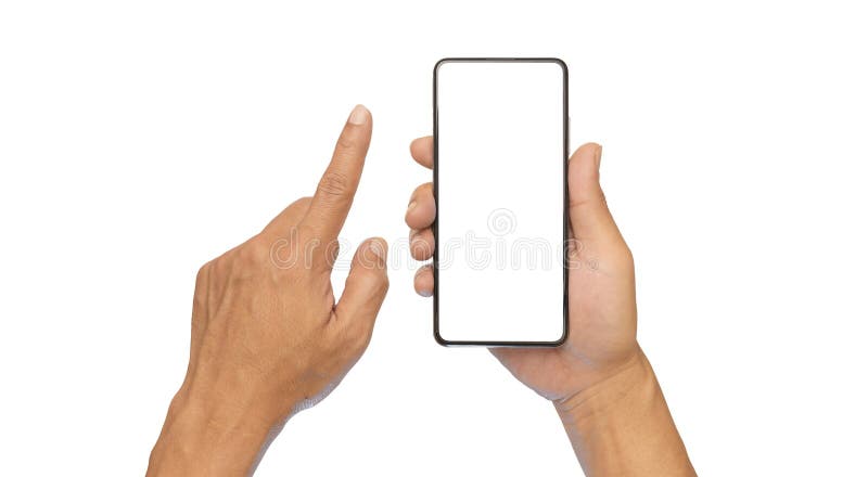 Empty Mobile Phone Screen on Men Hand for Additional User Interface ...