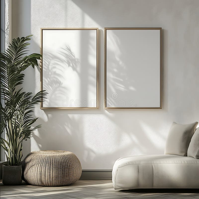 Empty Mockup of Two A2 Sized Framed Posters Stock Photo - Image of ...