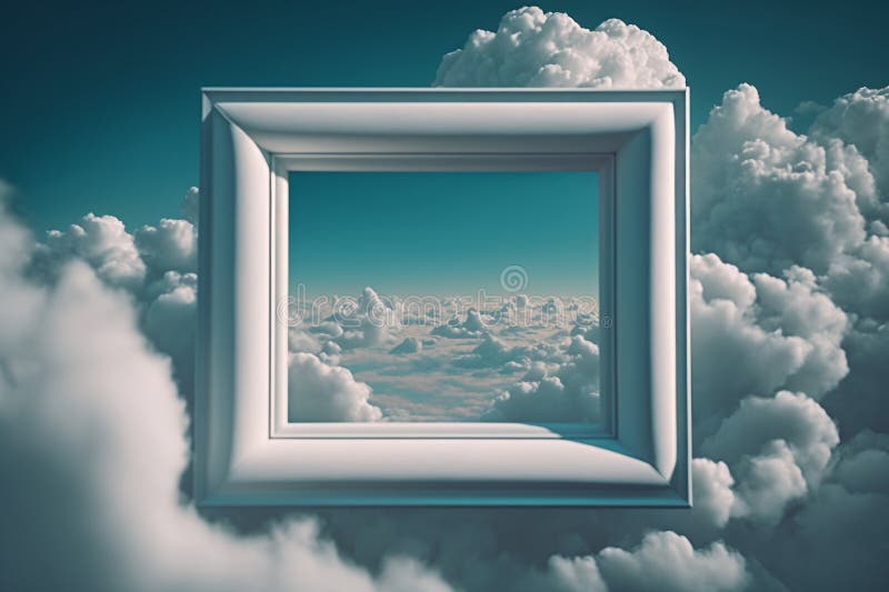Empty Mockup White Frame with Pure Cloud Sky Background Generative AI ...