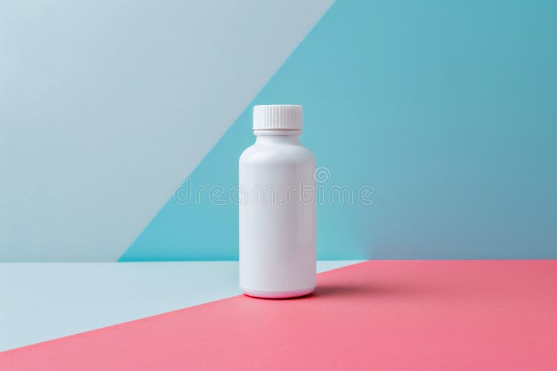Empty Mockup of a White Plastic Bottle on a Colorful Surface and Wth ...