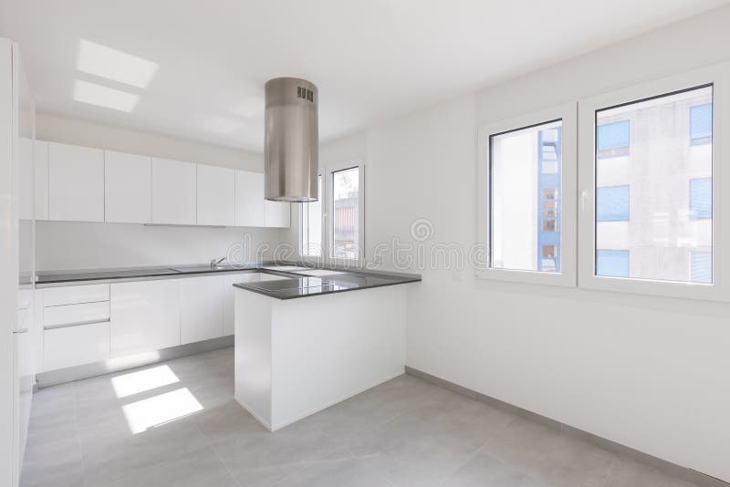 Empty Modern Apartment, Empty Spaces and White Walls Stock Photo ...