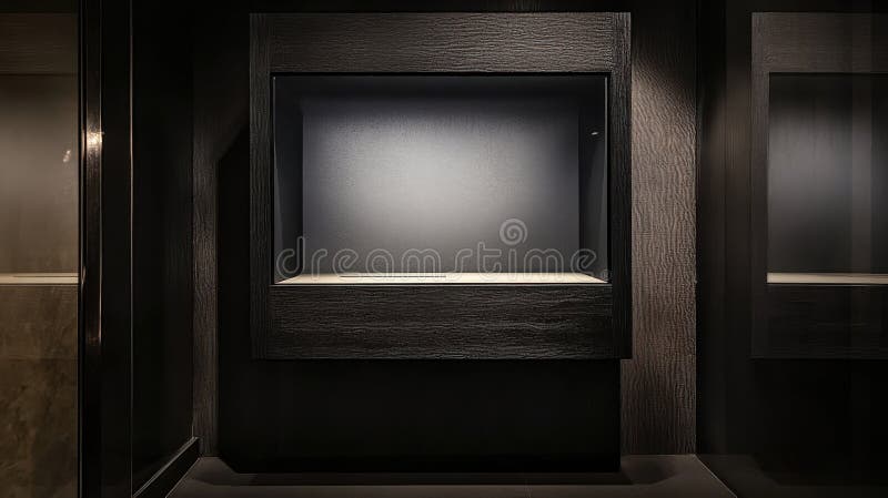 Empty Modern Art Display Case in a Dimly Lit Gallery Setting for ...