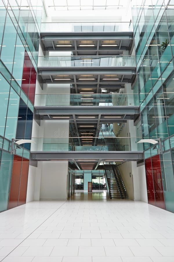 Empty, Modern Atrium of a Large Corporate Business Stock Photo - Image ...